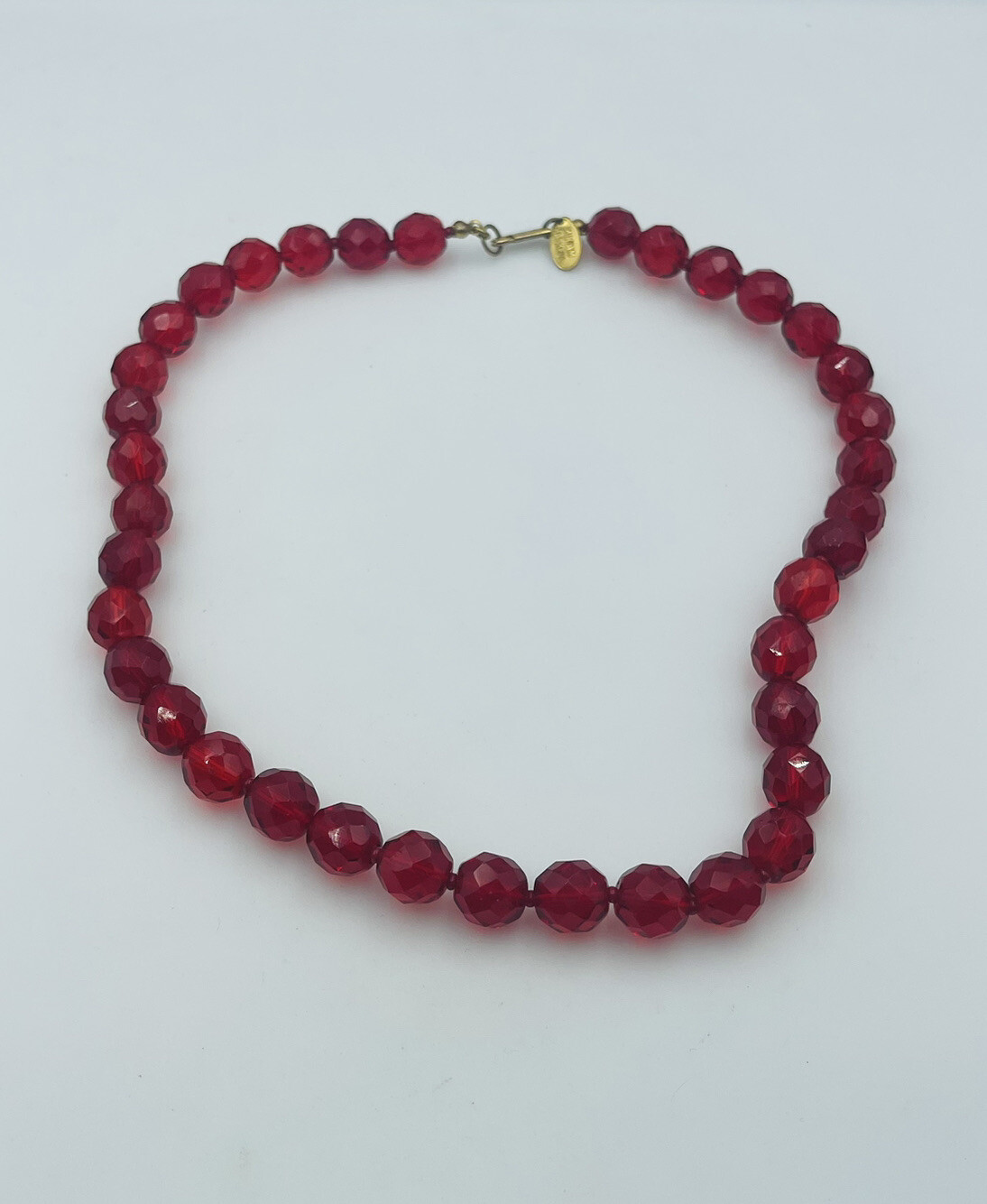 Miriam Haskell Vintage Red Glass Faceted Beaded Neckl… - Gem