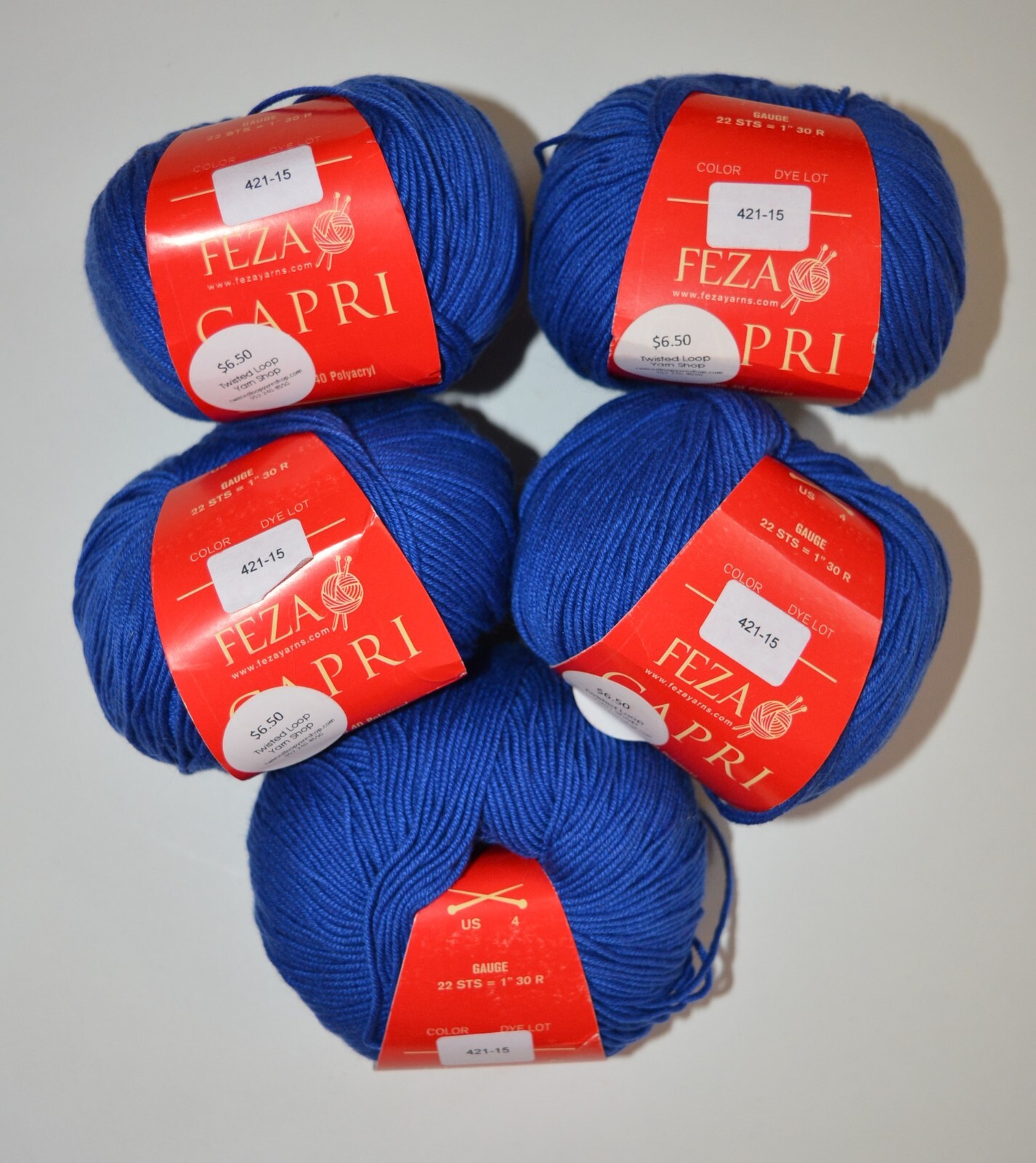 Sport Weight Cotton Polyacryl Yarn Feza Capri Blue 50g ea Lot of 5 | eBay