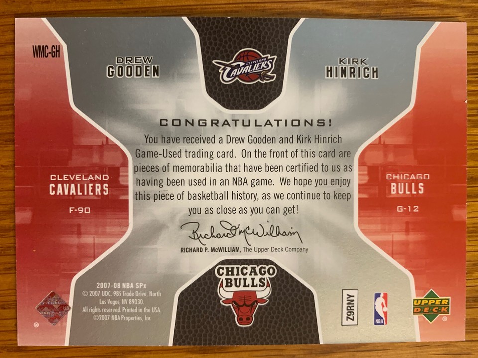 Kirk Hinrich Drew Gooden 2007-08 SPx UD Winning Materials Bulls ...