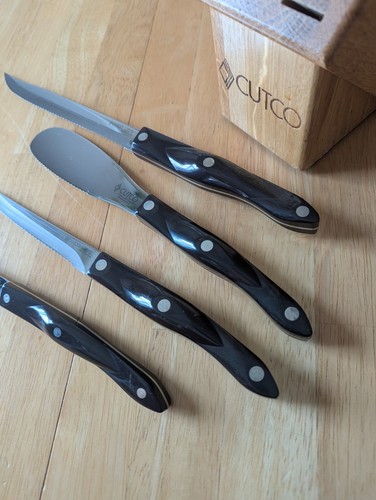 CUTCO Cutlery Knife 4 Piece Set with Block Classic Brown Handle ...