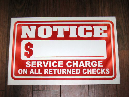 General Business Sign: Return Check Service Charge | eBay