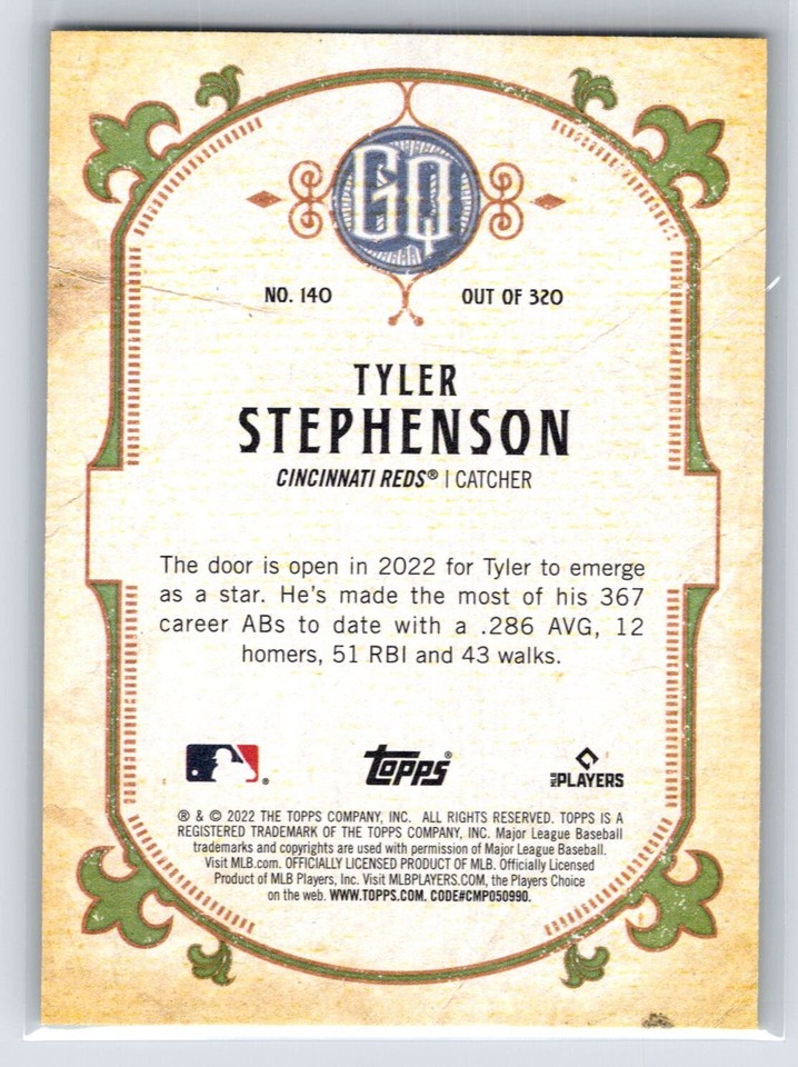 2022 Topps Gypsy Queen #140 Tyler Stephenson Cincinnati Reds Baseball ...