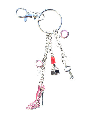Sparkle Rhinestone Key High Heel Lipstick Purse Key Ring Bag Charm- New ...