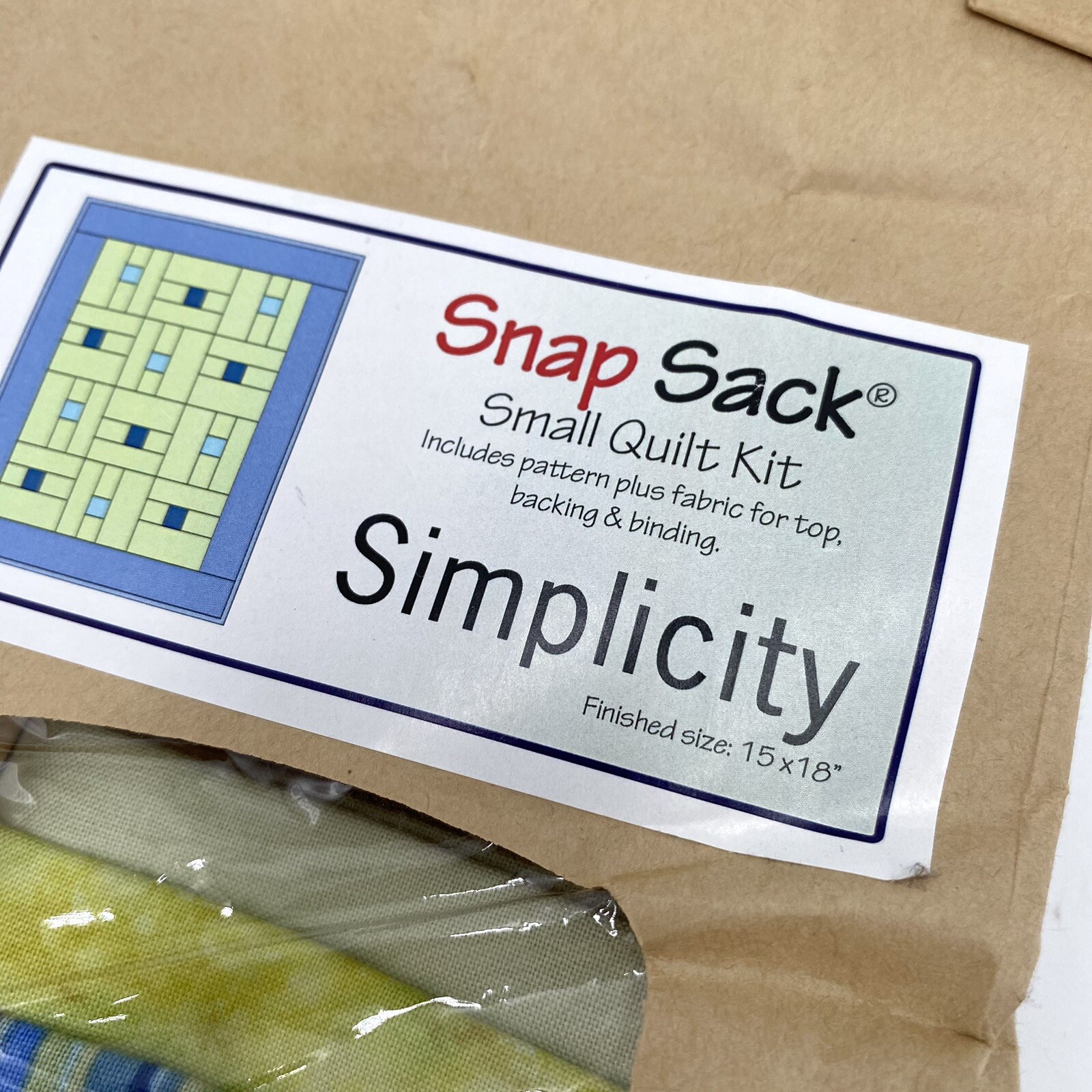 Simplicity Snap Sack Small Quilt Kit Blue & Green 15" x 18" SS10909 ...