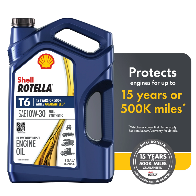 Shell Rotella T6 Full Synthetic 10W-30 Diesel Engine Oil, 1 Gallon x2 ...