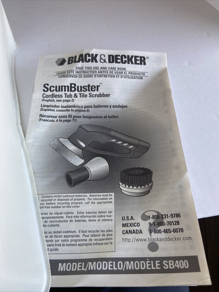 Black & Decker SB400T ScumBuster Kit Cordless Easy Tub & Tile Scrubber ...