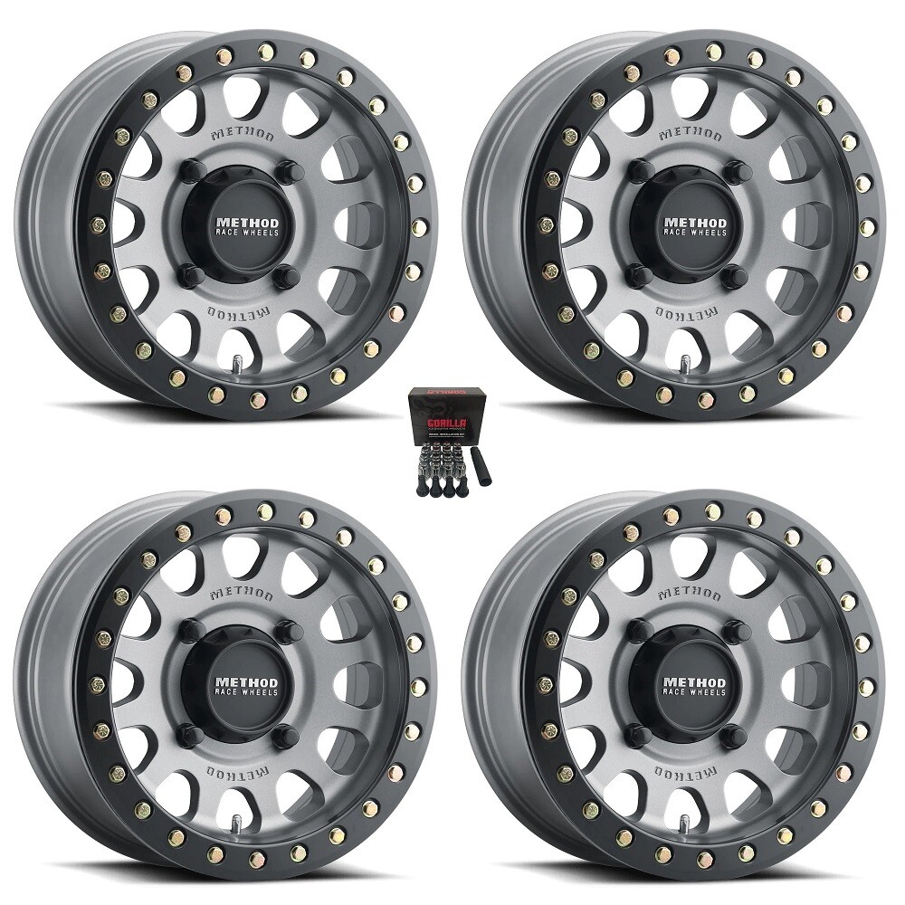 Method 401 Beadlock 15" Wheels/Rims Titanium 5+1 RZR Turbo S / RS1 (4 ...