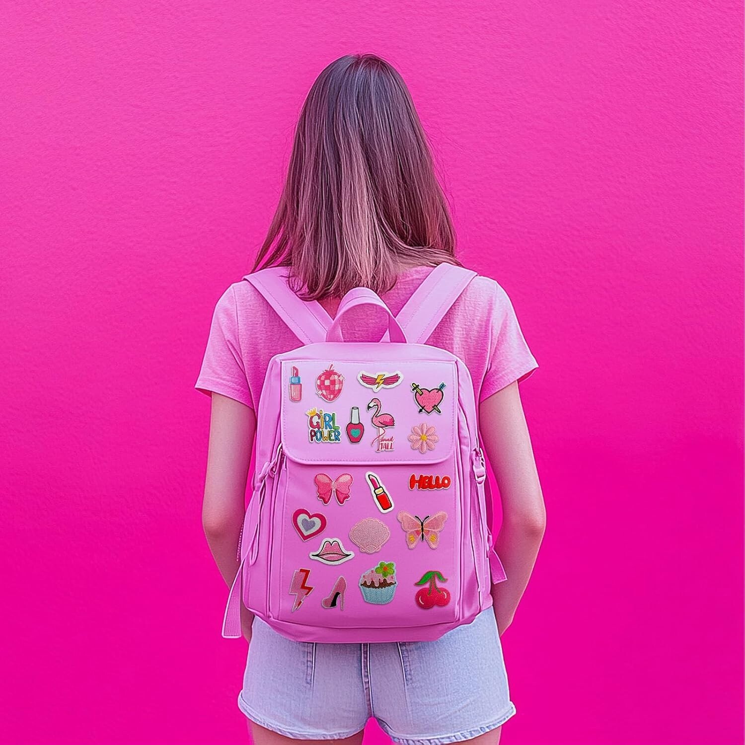 GYGYL 45Pcs Iron on Patches for Girls, Pink Preppy Embroidered Sew on ...