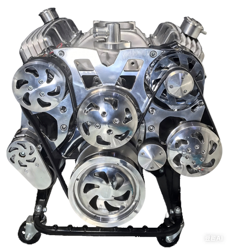 SBC Chevy 350 Polished Aluminum Complete Serpentine Kit Long Water Pump ...