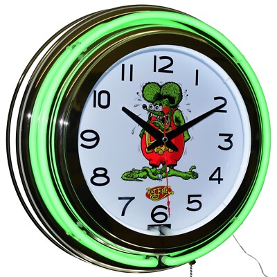 15" Rat Fink Double Neon Clock Man Cave Garage Decor (Green) | eBay