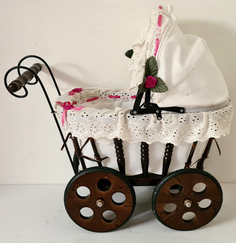 WOODEN PRAM WITH MOVING WHEELS & CLOTH LINIING BABY PLAY KIDS ARE ...