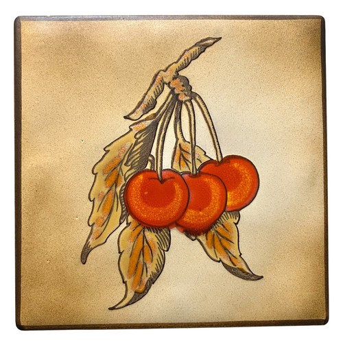 Vintage Italian Ceramic Tile Hand Painted Cherries Wall Art 8 in Made ...