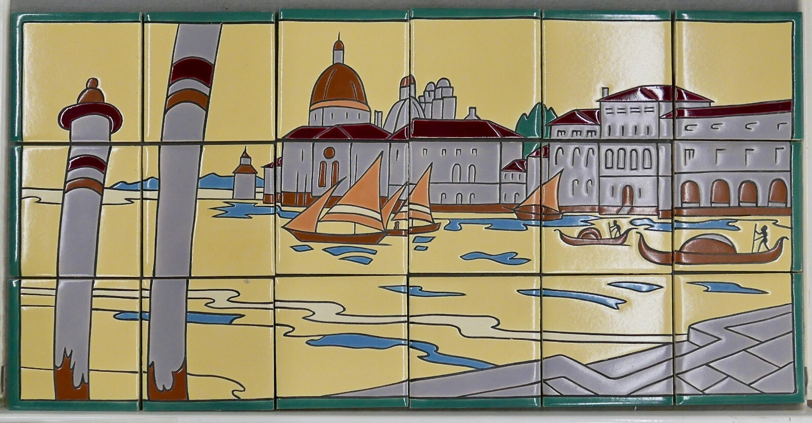Vintage Scenic Tile Panel by Mosaic Tile Co. City of Venice Italy | eBay