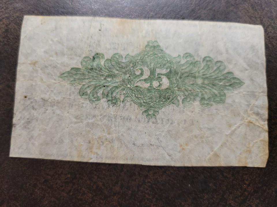 A.H. Sawyer Alton, NH 25 Cents 25C Paper Fractional Currency Bill 1862 ...