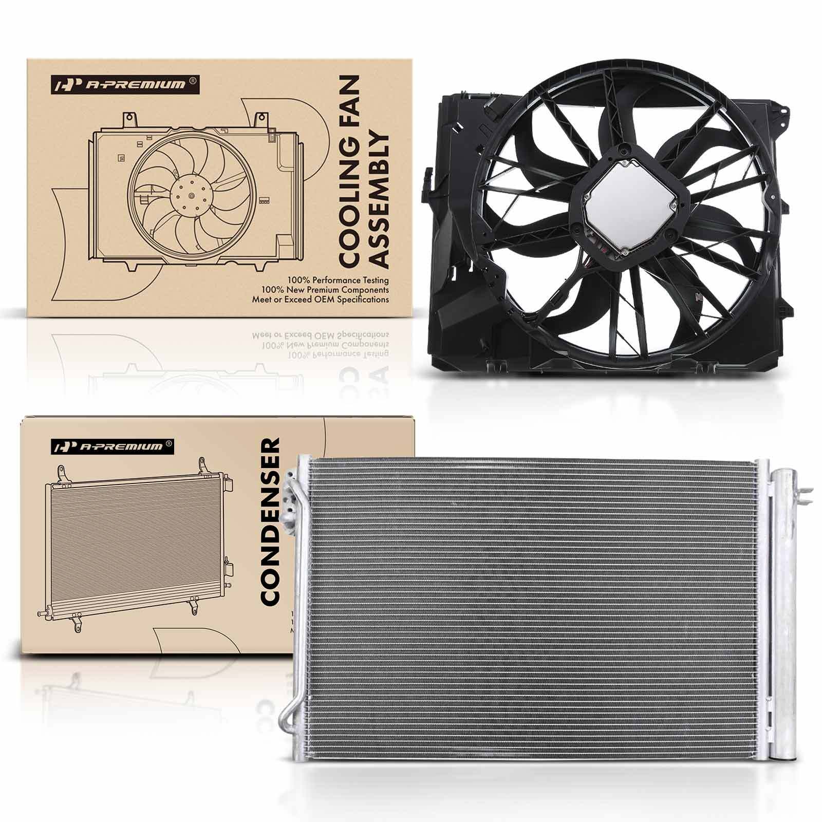 AC Condenser & Cooling Fan Assembly Kit for BMW 128i 323i 325i 328i ...