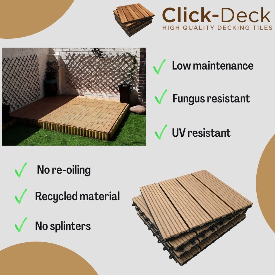 CLICK-DECK - COMPOSITE Decking Tiles Interlocking Deck Tile Patio ...