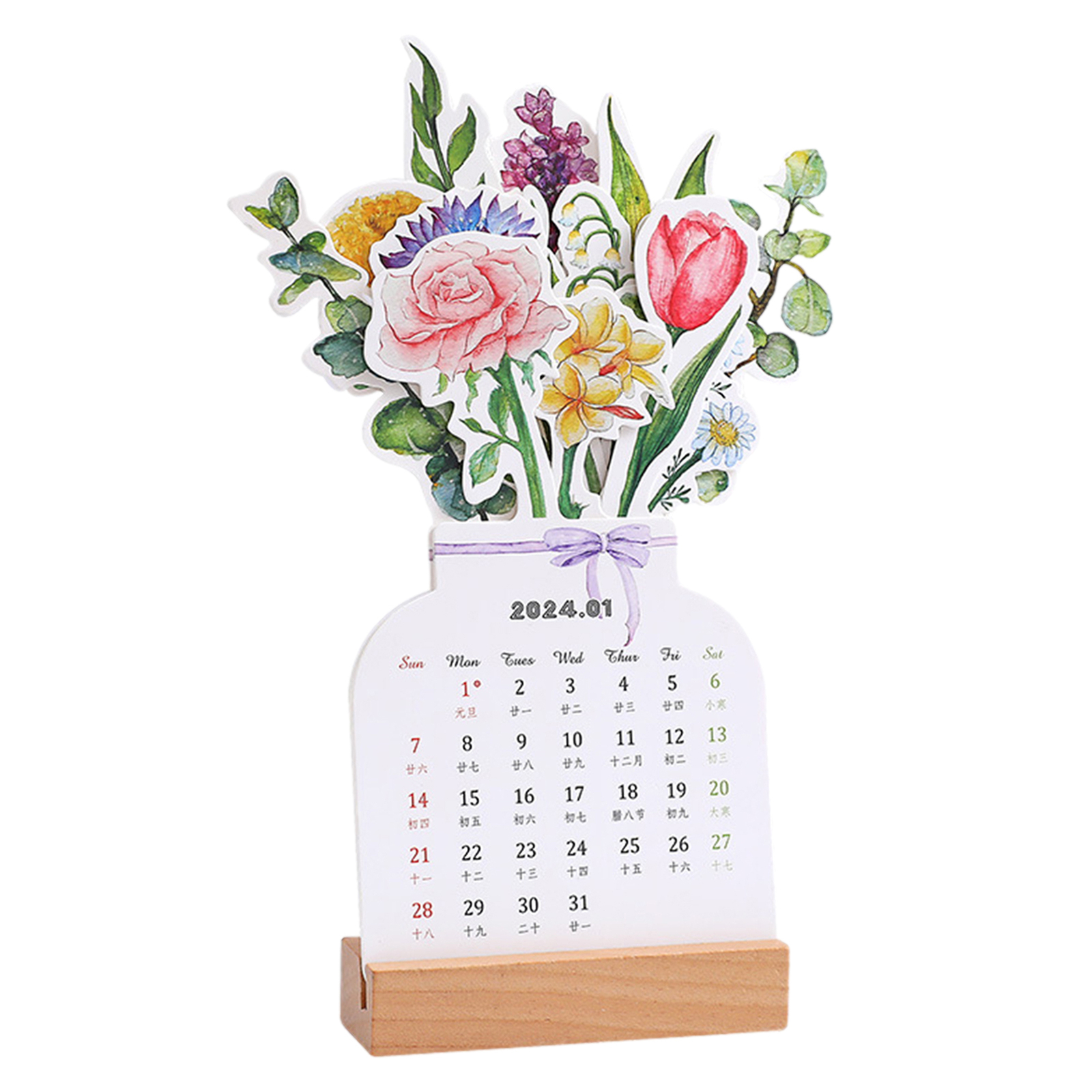 Flower Vase Calendar Mini Desk Calendar Creative Flower Desk Calendar ...