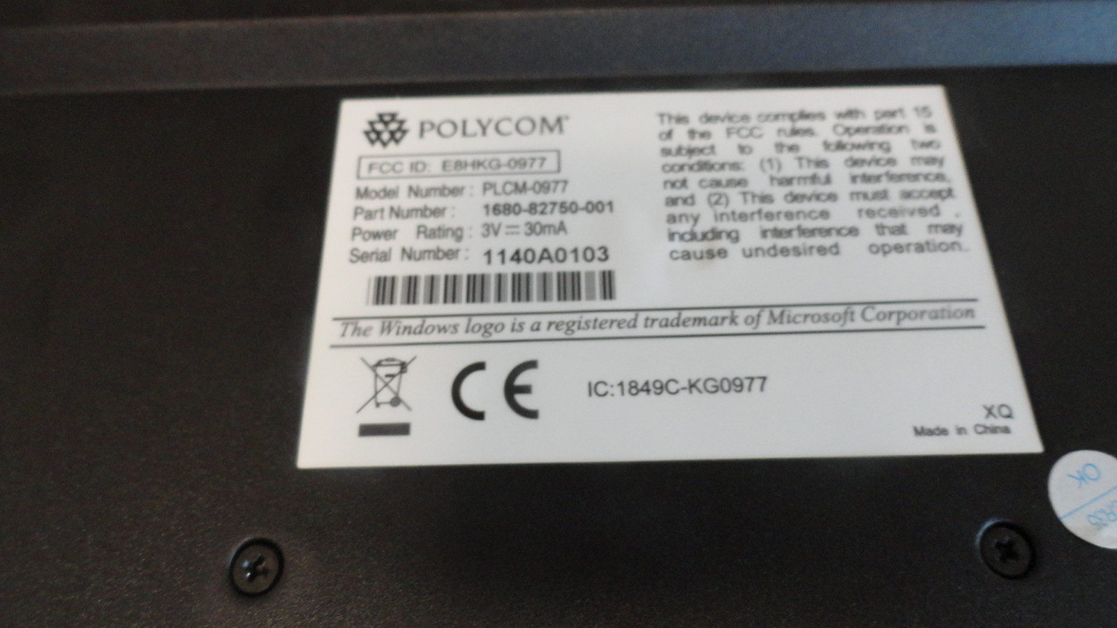 GG12: POLYCOM PLCM-0977 KEYBOARD PLCM-0975 Mouse WIRELESS | eBay