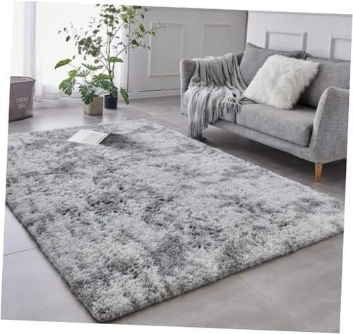 Shag Area Rug, 5x7 Ft Tie-Dyed Light Grey Upgrade Anti 5x7 Feet B-light ...
