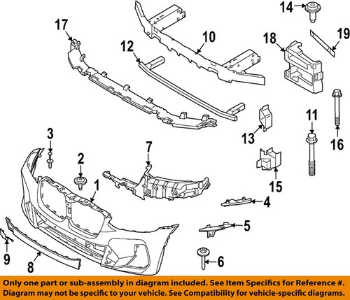 BMW OEM 22-24 X3 Front Bumper Grille Bumper Components-Mount Bracket ...