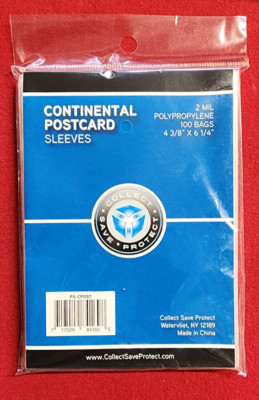 Postcard Sleeves - 100 Count Post card protector CSP Continental 4 3/8 ...