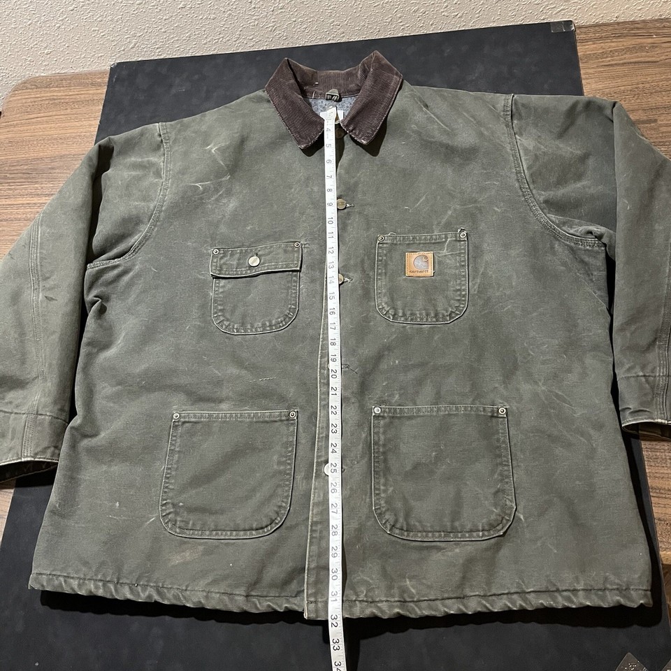 Carhartt Jacket Vintage Green Chore Work Union Made C02 Detroit Blanket ...