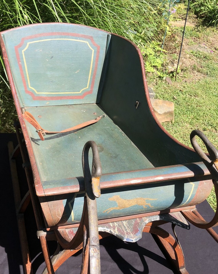 Rare Antique Victorian Wood Gooseneck Winter Child Sleigh Sled Original ...