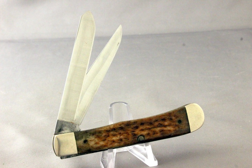 CASE 6254 Pocket Worn Trapper Knife, Bone Handles, 5 Dots, 1995, Nice ...