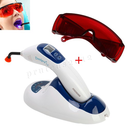 Dental 7W Cordless LED Curing Light Lamp Denjoy D6 Blue / Red Goggles ...