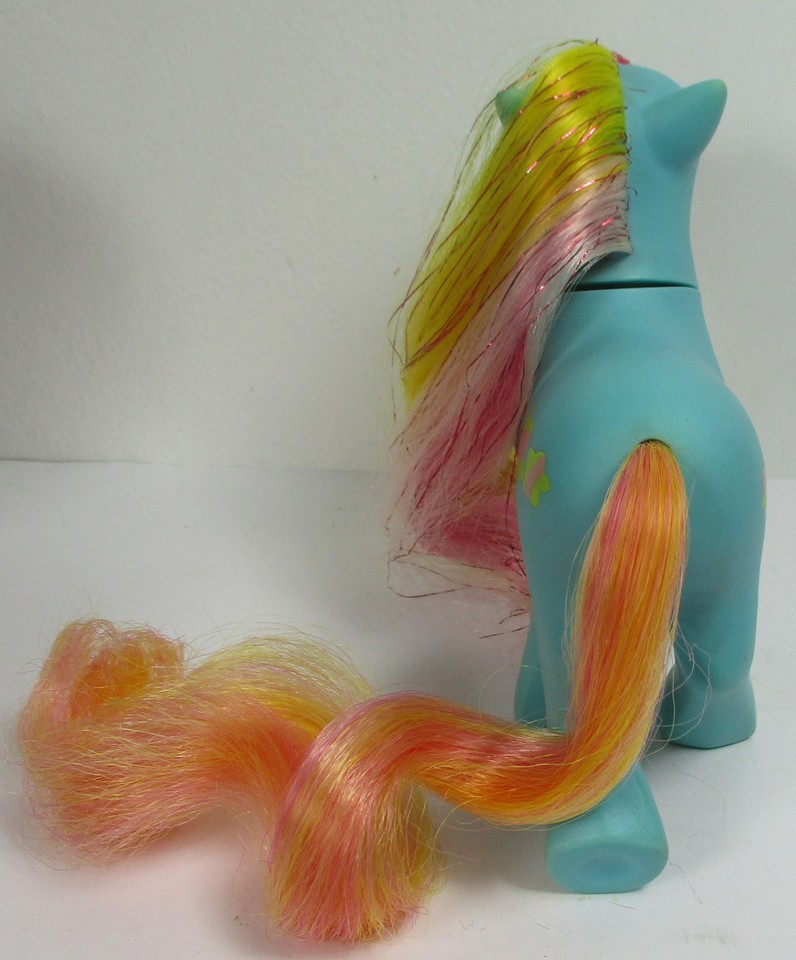Vintage G1 MLP My Little Pony Princess Brush Grow Star Gleamer Blue ...