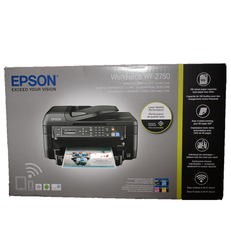 Epson Workforce WF-2750 Wireless All-In-One InkJet Printer | Color ...