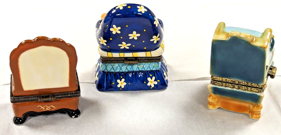 Vintage Lot/5 Jewelry/Trinket Boxes Various Sizes- 4 Porcelain 1 Metal ...