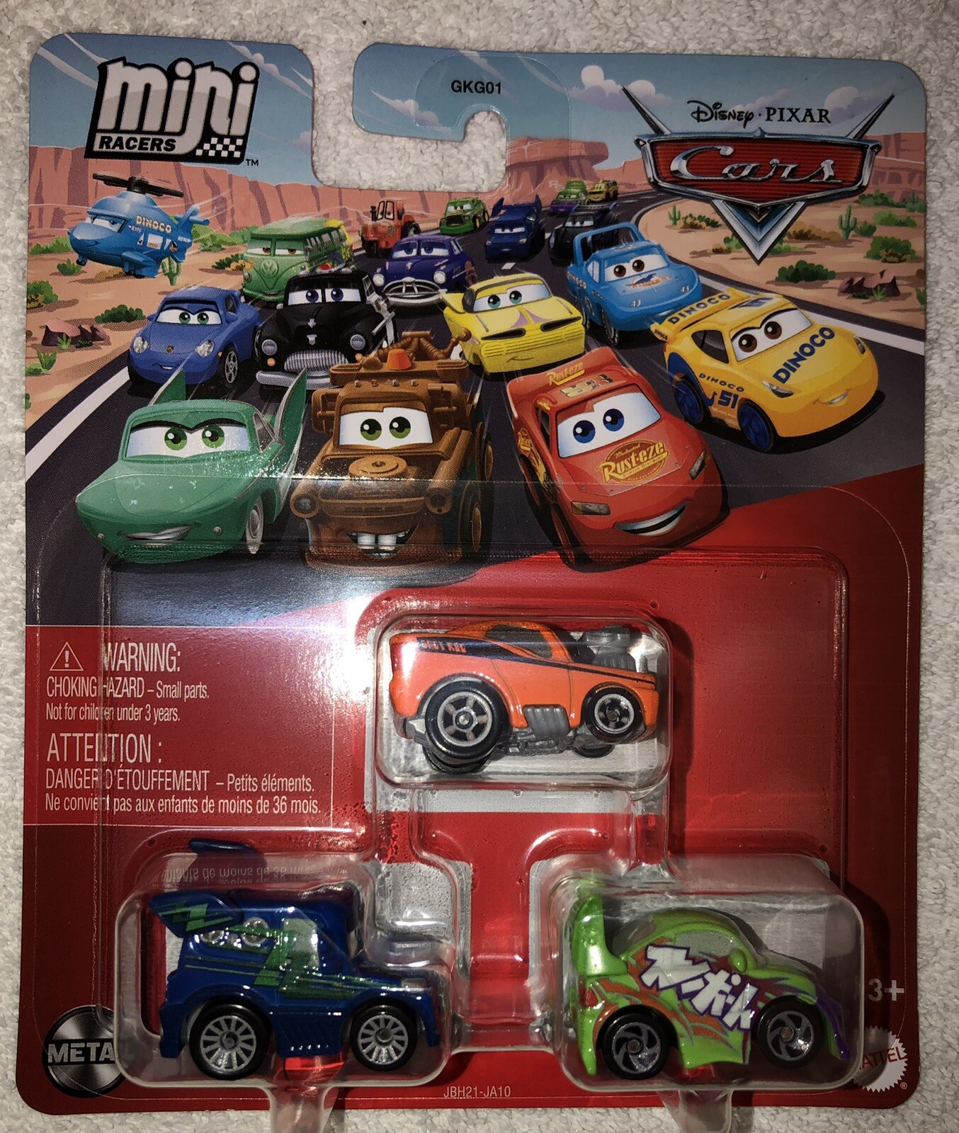 DISNEY PIXAR CARS MINI RACERS "TROUBLE MAKERS" PACK DJ, SNOT ROD, WINGO ...