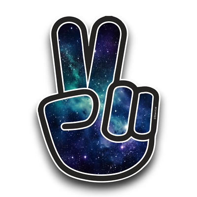 Cosmic Galaxy Space Peace Hand Sign Hippie Vinyl Car Sticker Decal ...