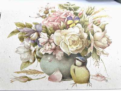 1995 Hallmark Marjolein Bastin Vase of Flowers W/yellow Bird, Blank ...