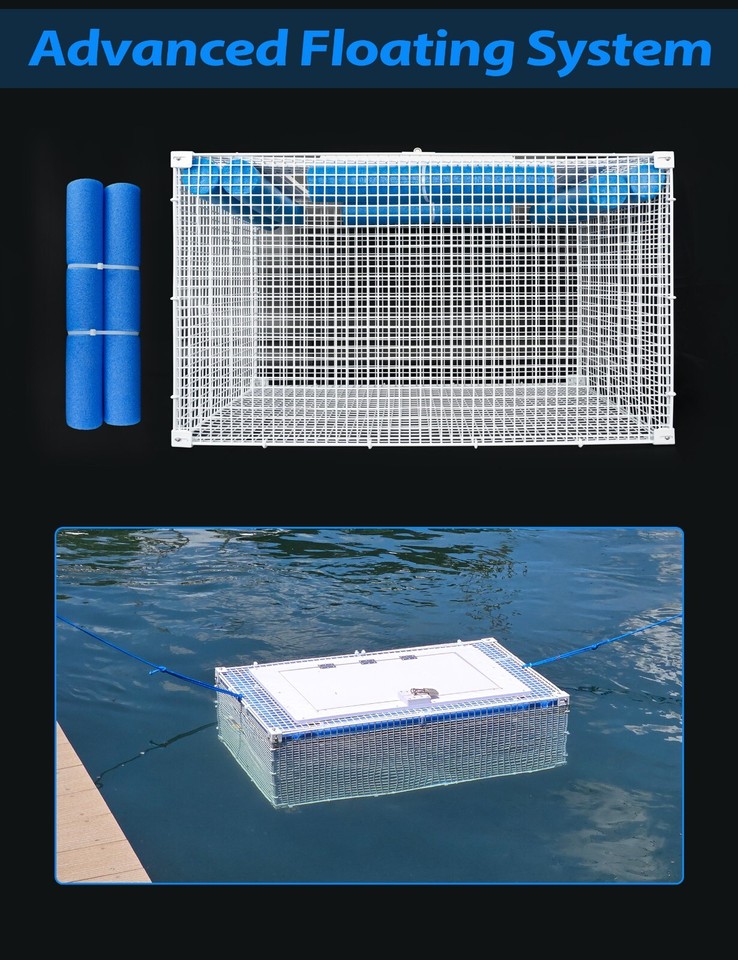 BLUEWING Floating Live Bait Pen Bait Cage Stainless Steel Fish Box US ...