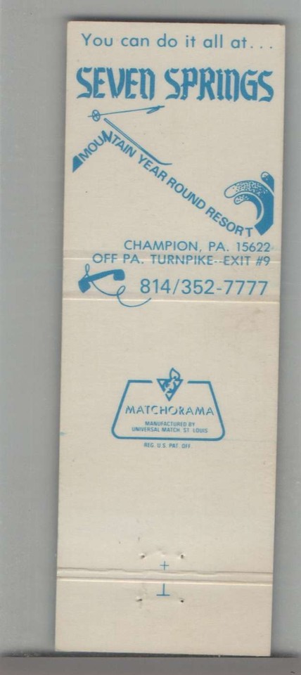 Matchbook Cover - Matchorama - Seven Springs Year Round Resort | eBay