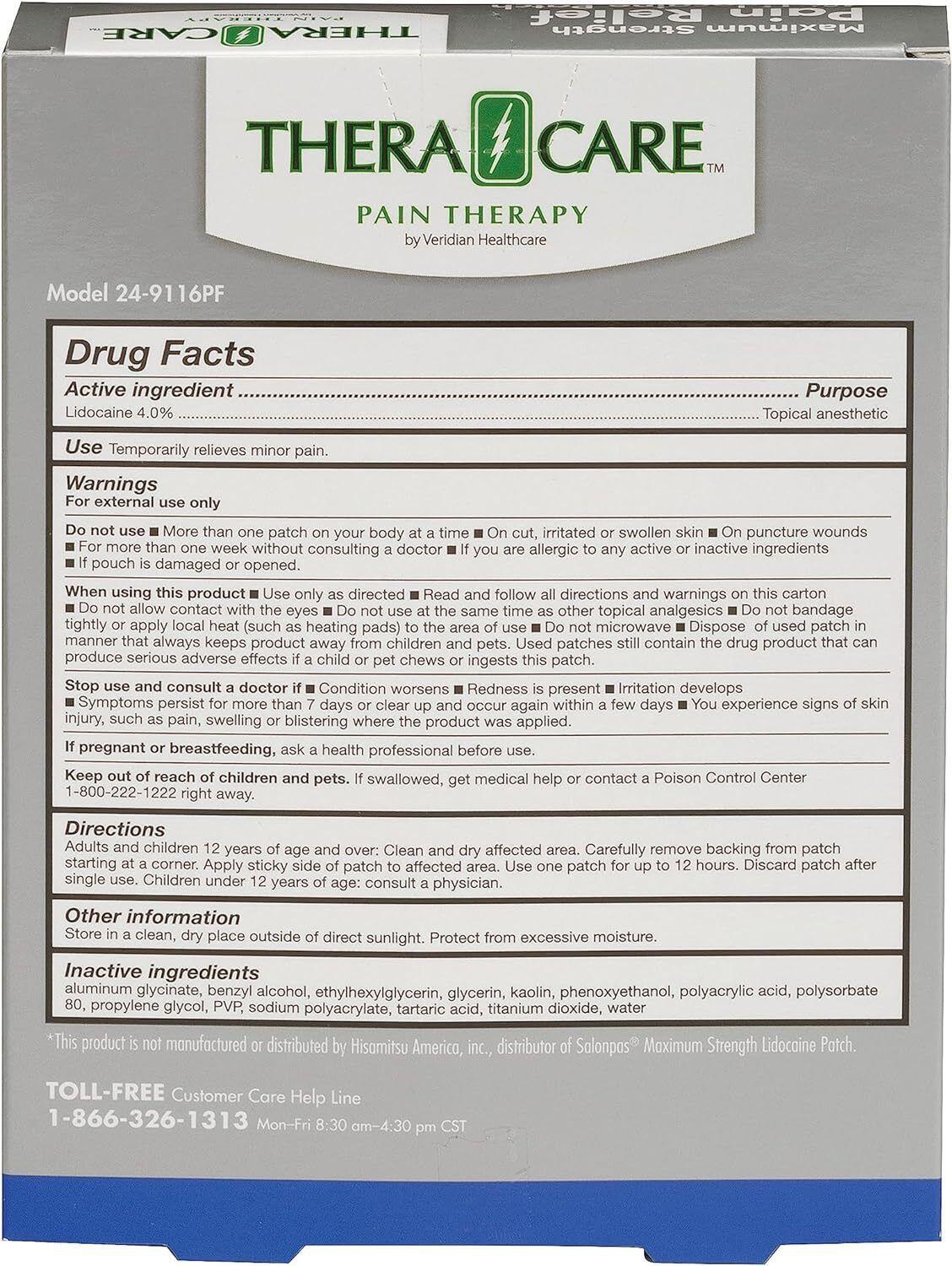 Thera|care Maximum Strength Otc Pain Relief Patch,4% Lidocaine Patch,3 ...