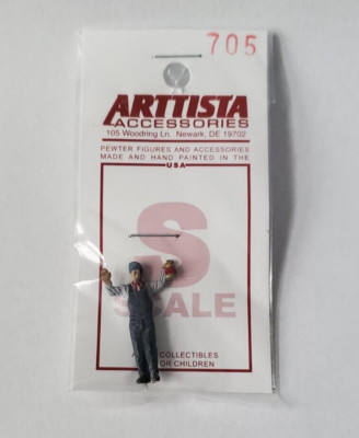 Arttista #705 - Flagman Holding Lantern - S SCALE Figure - Model Trains ...