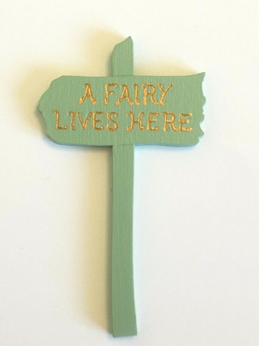 Wooden A FAIRY LIVES HERE Sign Post - Fairy Door Accessory - Fairy ...
