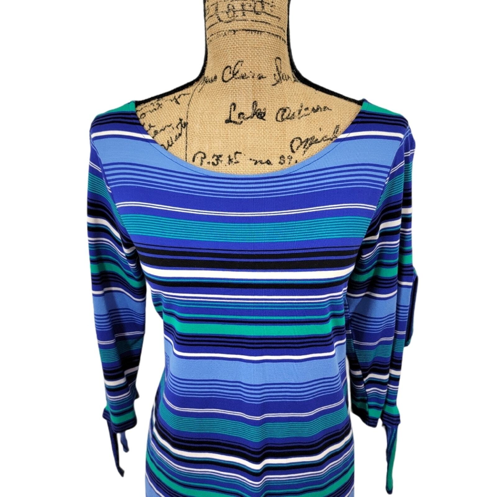 CUPIO Women's Nautical Cold Shoulder Striped Shirt Dress Blue Size ...