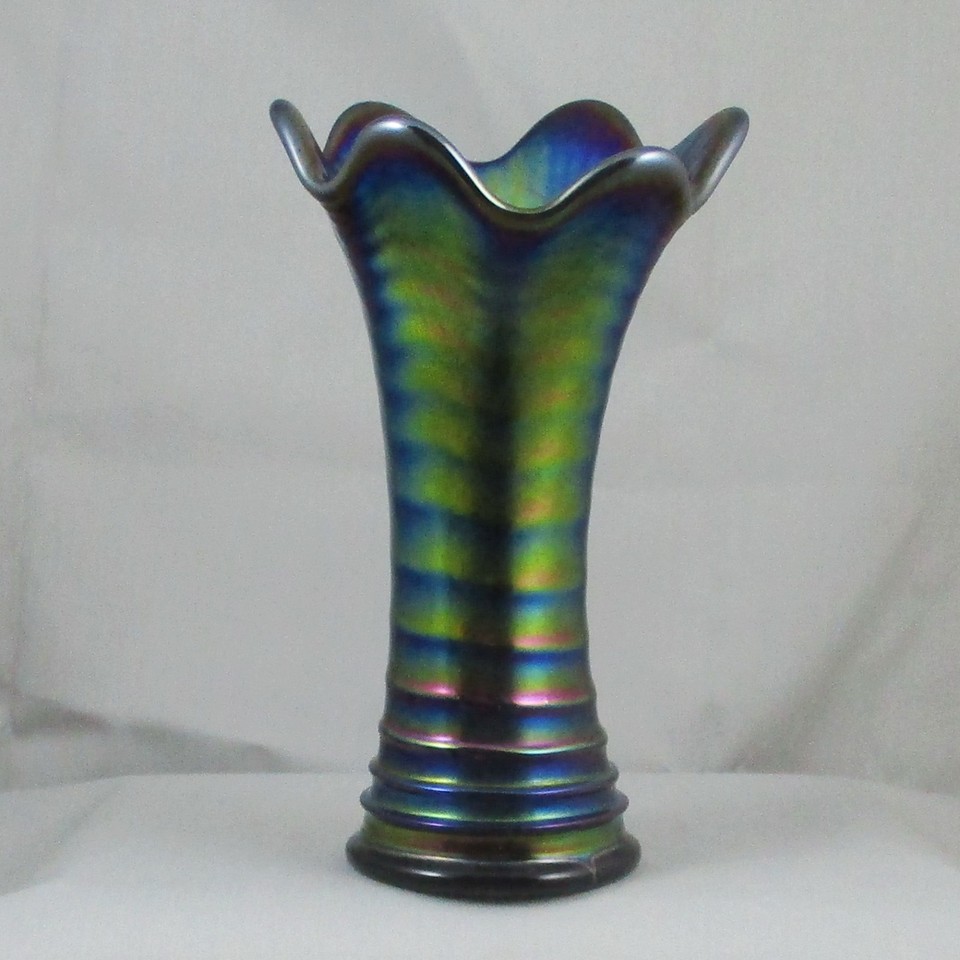 IMPERIAL RIPPLE PURPLE CARNIVAL GLASS SWUNG VASE | eBay
