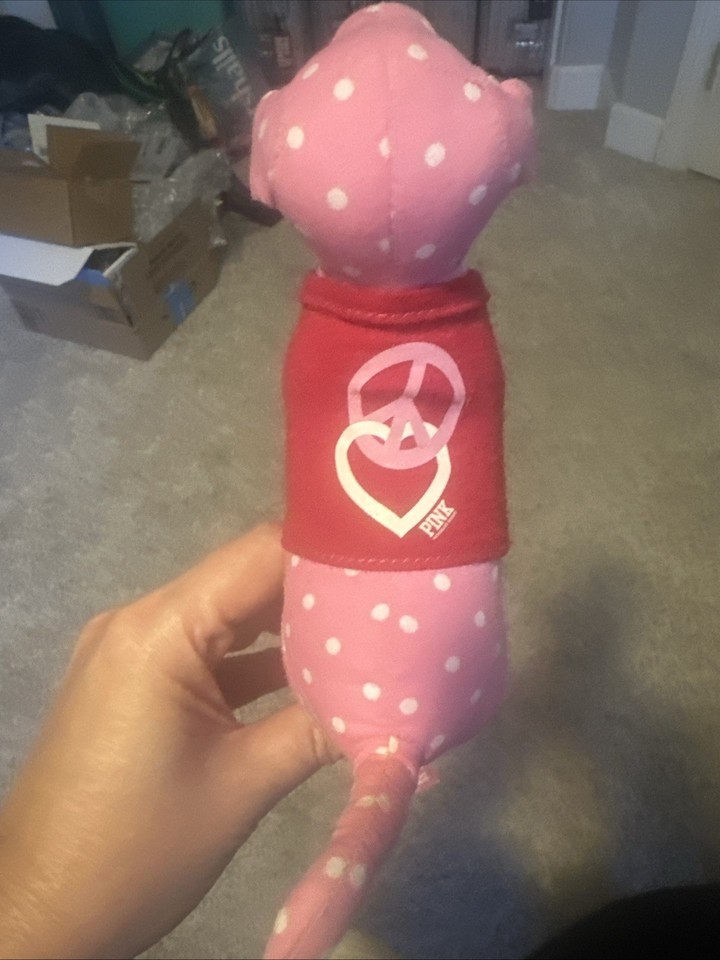 Victoria's Secret PINK Love & Peace Polkadot Plush 8” Puppy Dog Stuffed ...