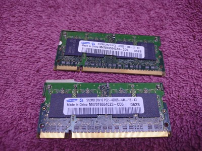Matched Pair (2) Samsung 512 MB SO-DIMM 533 MHz DDR2 Memory ...