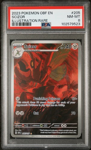 2023 POKEMON OBF EN-OBSIDIAN FLAMES ILLUSTRATION RARE #205 SCIZOR PSA 8 ...