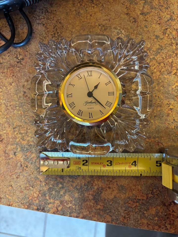 Gorham Full Lead Crystal Quartz Esprit Small Desk Night Stand Clock | eBay