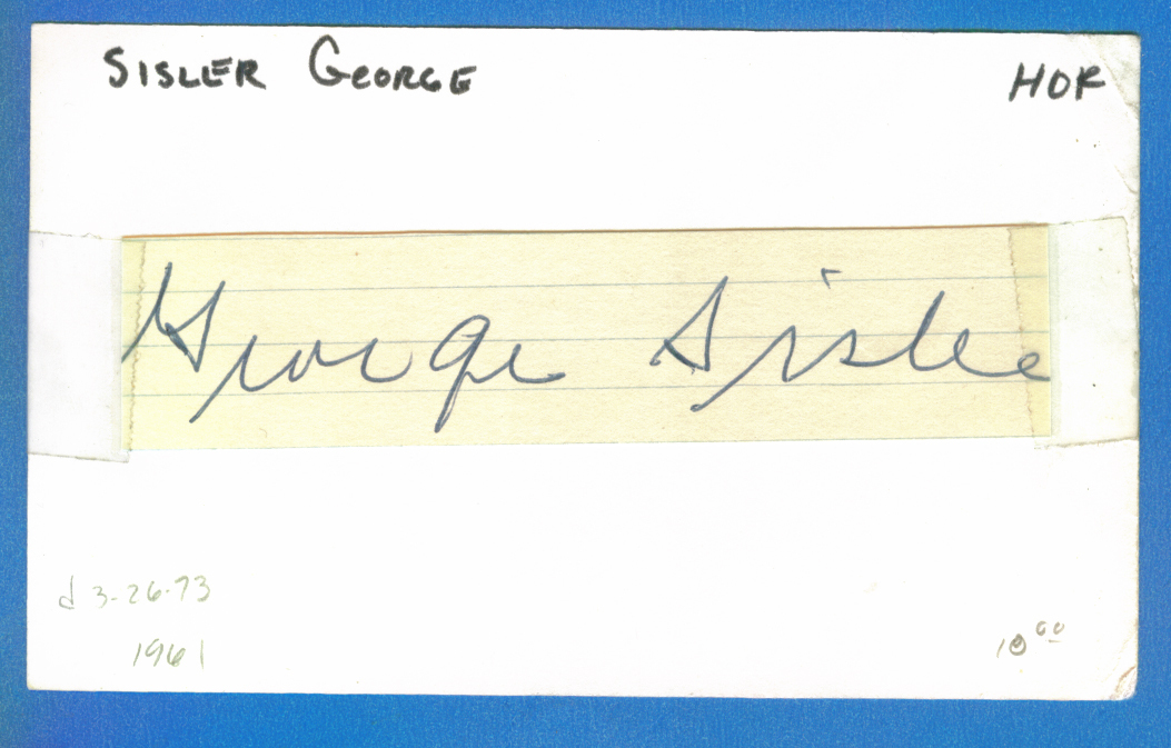 GEORGE SISLER - autographed Cut on 3 x 5 Card (Baseball HOF) | eBay