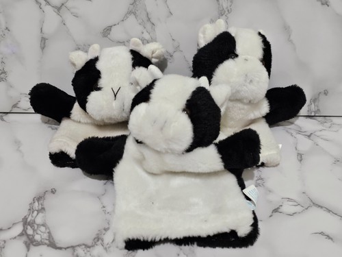 Hand Puppets Dairy Cow Black White Stuffed Animal Plush Toy Set of 3 | eBay