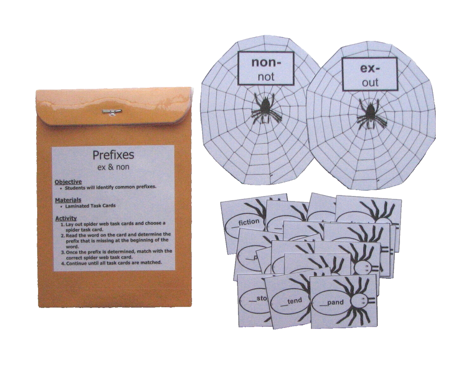 Teacher Made Literacy Center Learning Resource Game Prefixes Match ex ...
