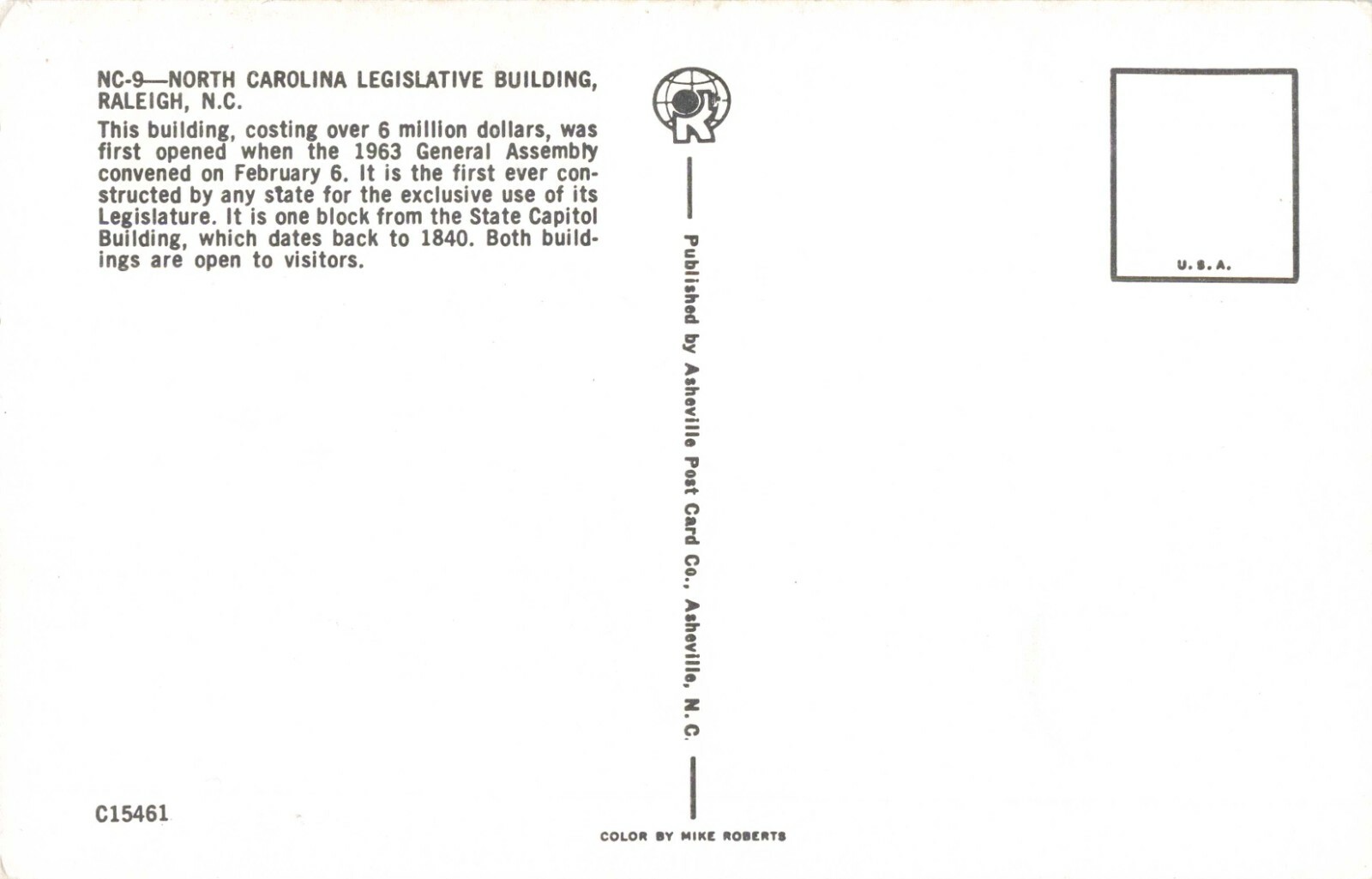 Postcard Legislative Building Raleigh North Carolina | eBay